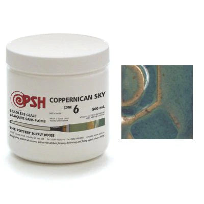 Coppernican Sky Gloss Glaze ^6 by PSH – Amaranth Stoneware Ltd. Canada